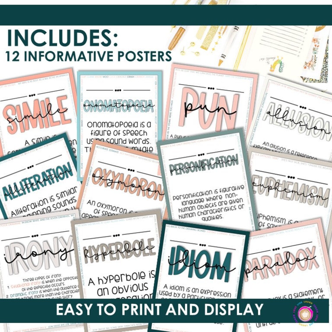 Figurative Language Posters ELA Bulletin Board Set Boho - Etsy