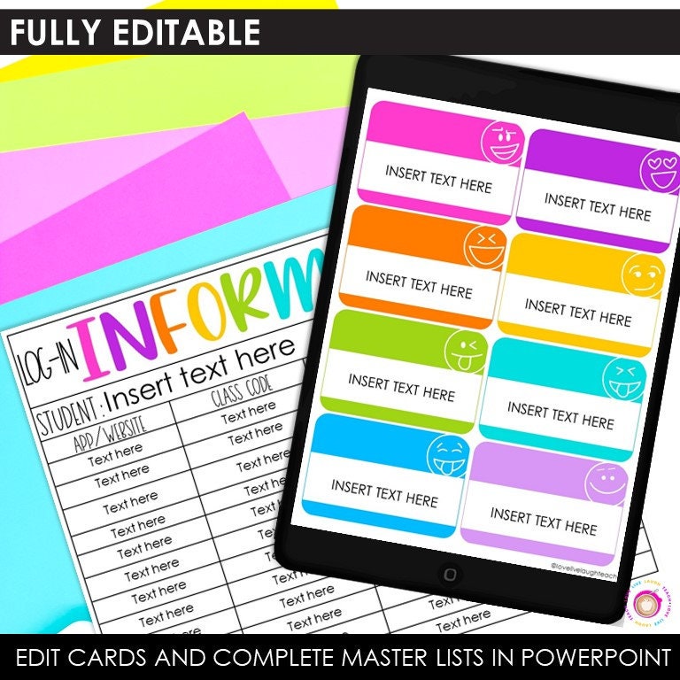 Editable Student Log in Cards | Usernames and Passwords | Classroom ...