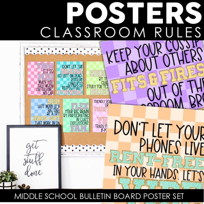 Funny Classroom Rules Posters | Middle School Slang Bulletin Board ...