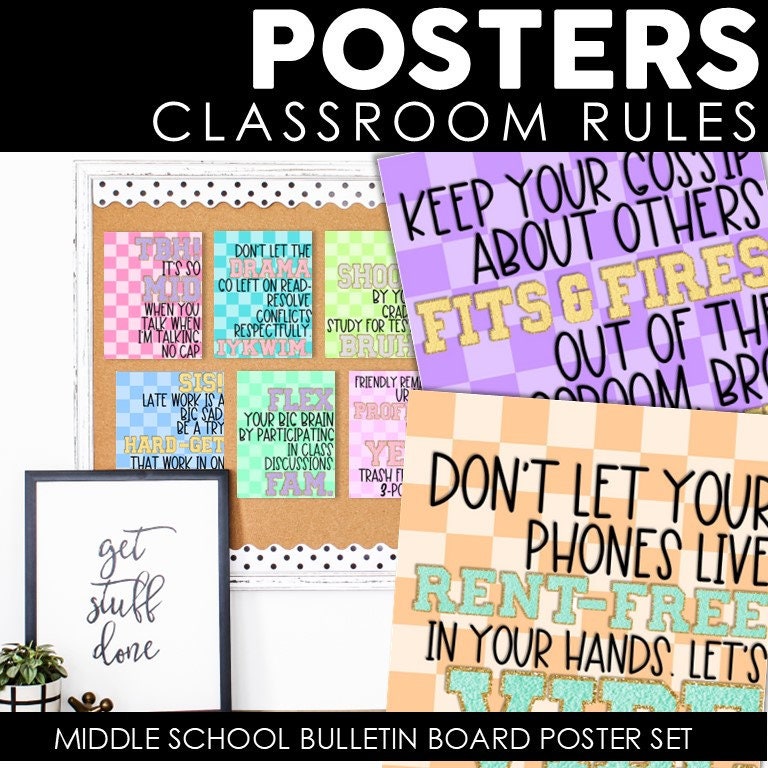 Funny Classroom Rules Posters | Middle School Slang Bulletin Board ...