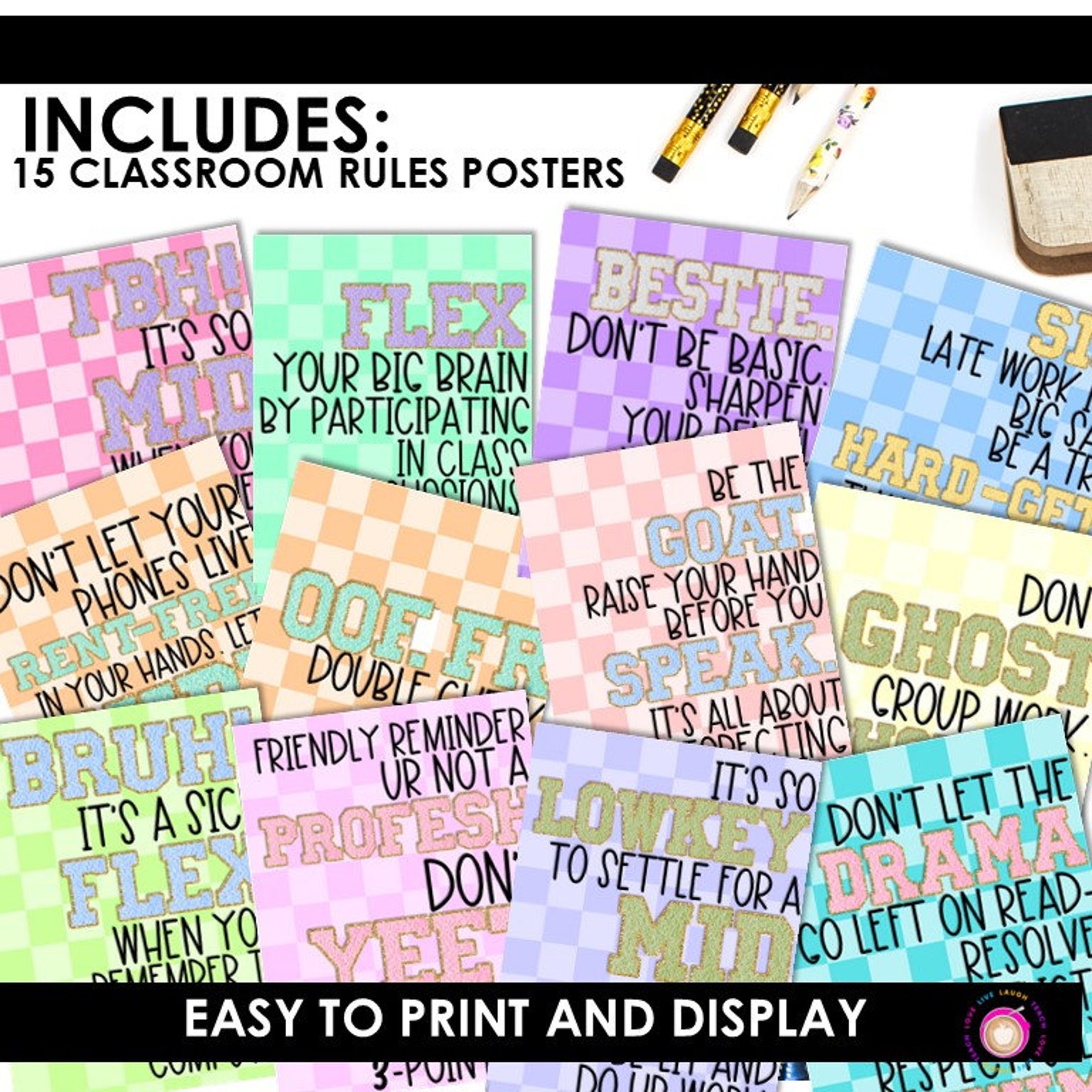 Funny Classroom Rules Posters | Middle School Slang Bulletin Board ...