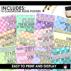 Funny Classroom Rules Posters | Middle School Slang Bulletin Board ...