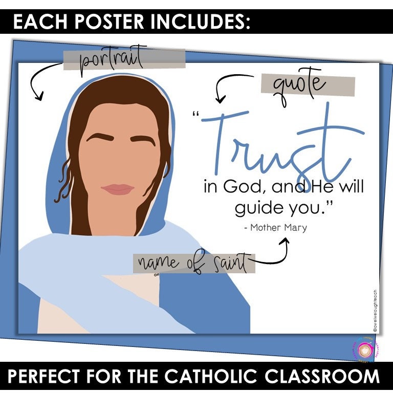 Catholic Saint Posters | Classroom Bulletin Board (PDF) - Etsy
