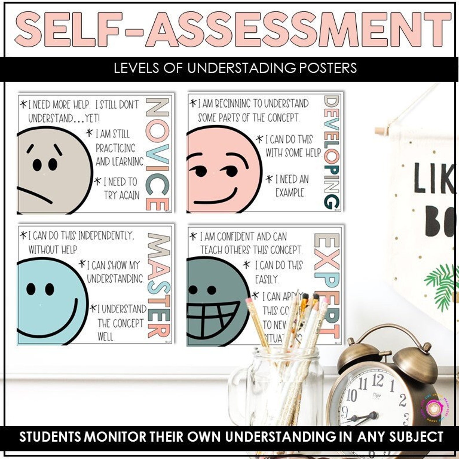 Levels of Understanding | Boho Self-assessment Posters - Etsy