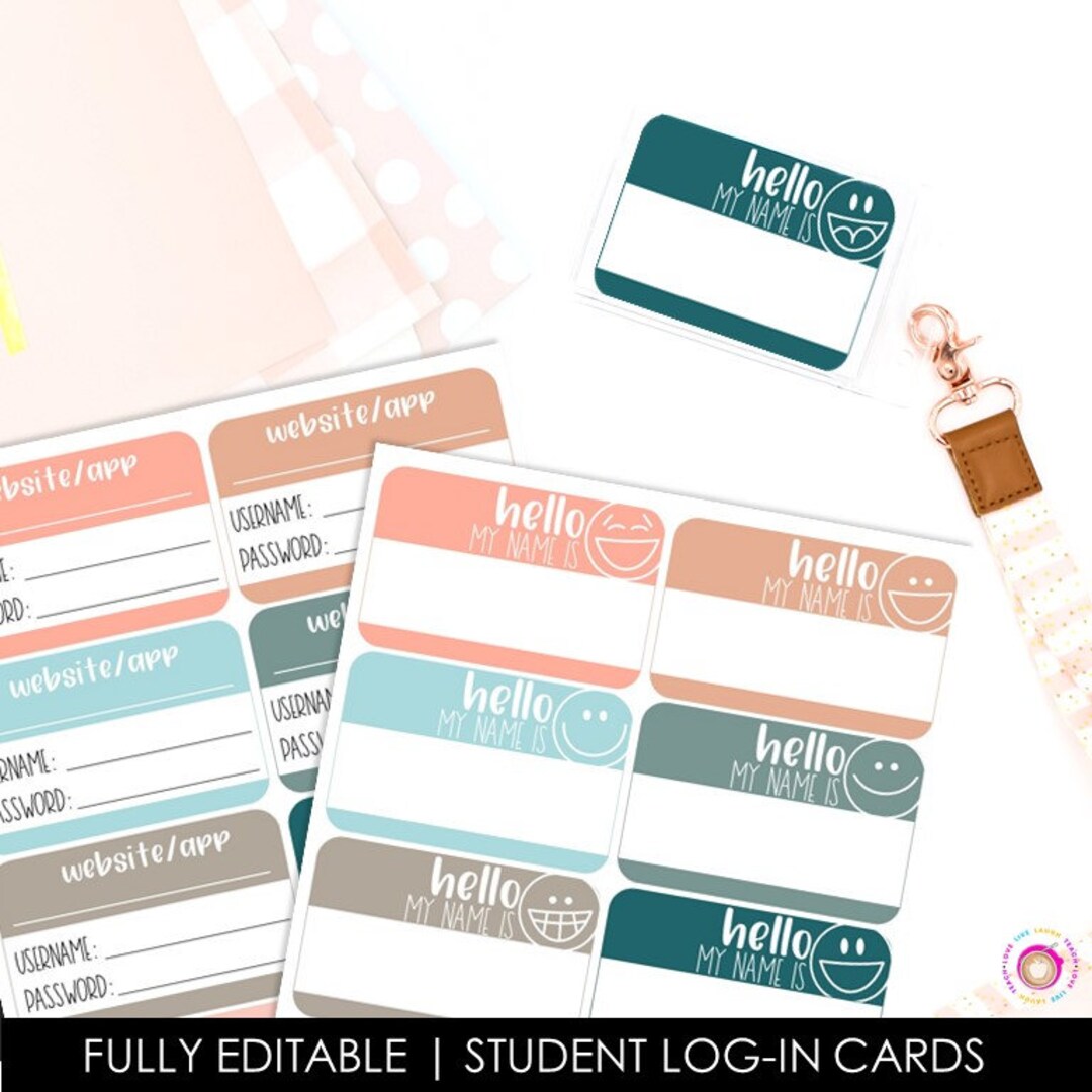 Editable Student Log in Cards | Usernames and Passwords | Classroom ...