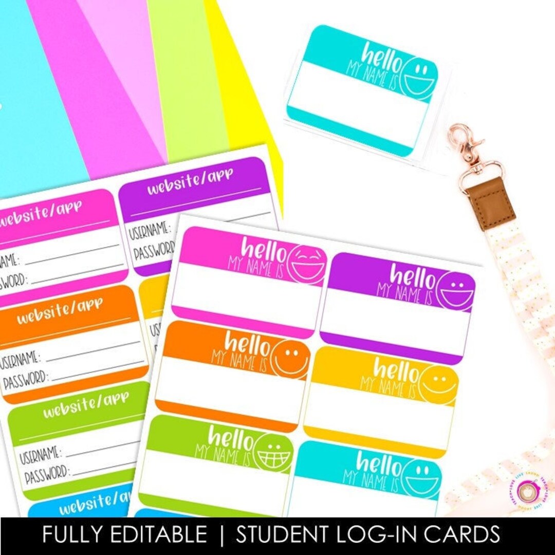 Editable Student Log in Cards | Usernames and Passwords | Classroom ...