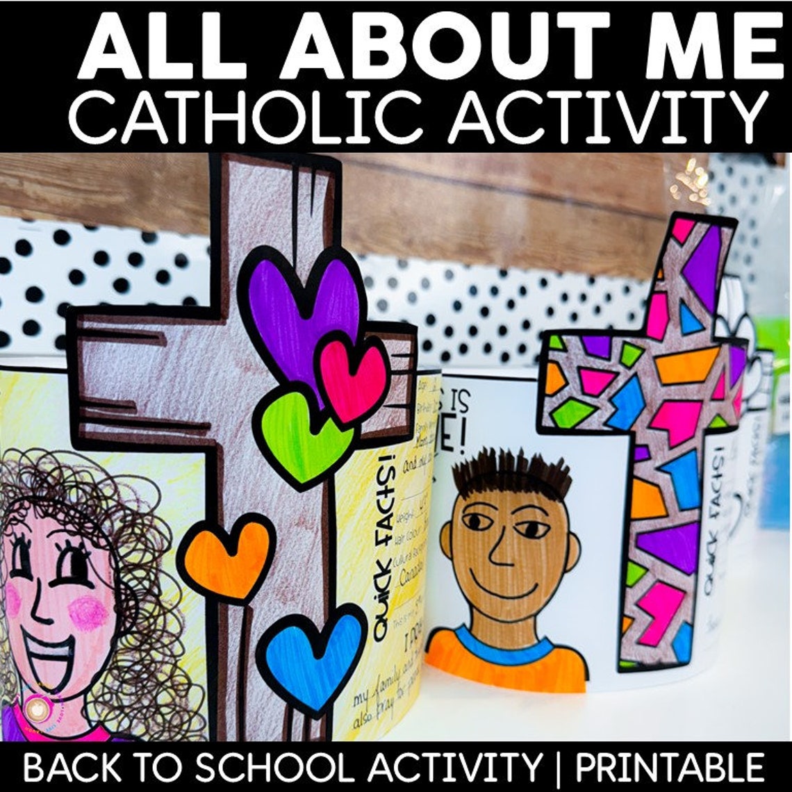 Catholic Back to School Activity | Desk All About Me Display | Bible ...
