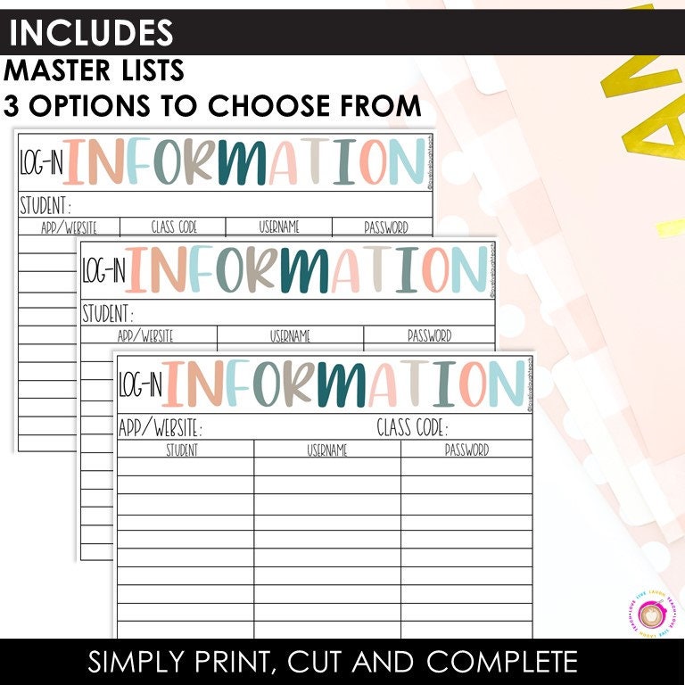 Editable Student Log in Cards | Usernames and Passwords | Classroom ...