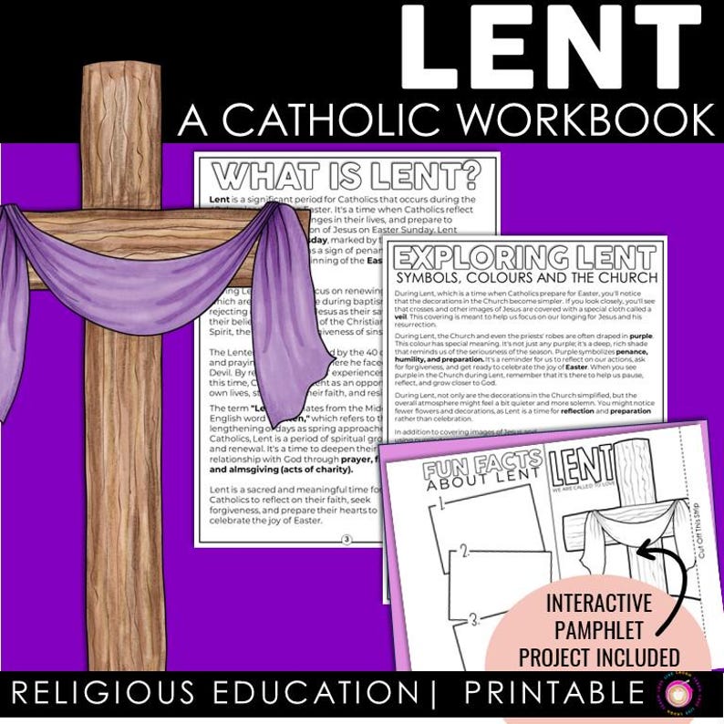 Lent Catholic Workbook and Activities | Religious Education - Etsy