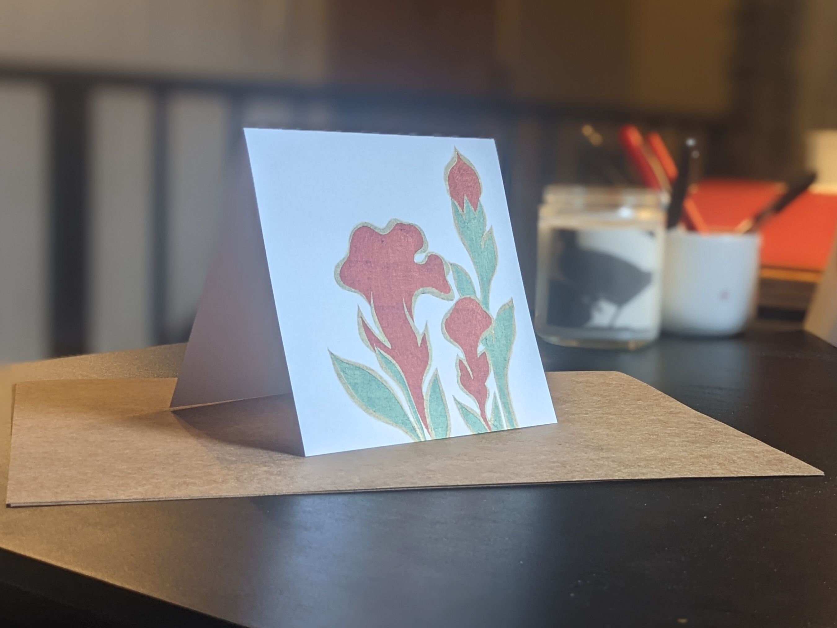 Printable Folded Square Blank Card Template Red Cockscomb - Etsy