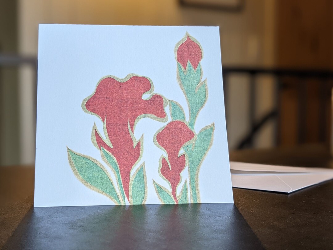 Printable Folded Square Blank Card Template Red Cockscomb - Etsy