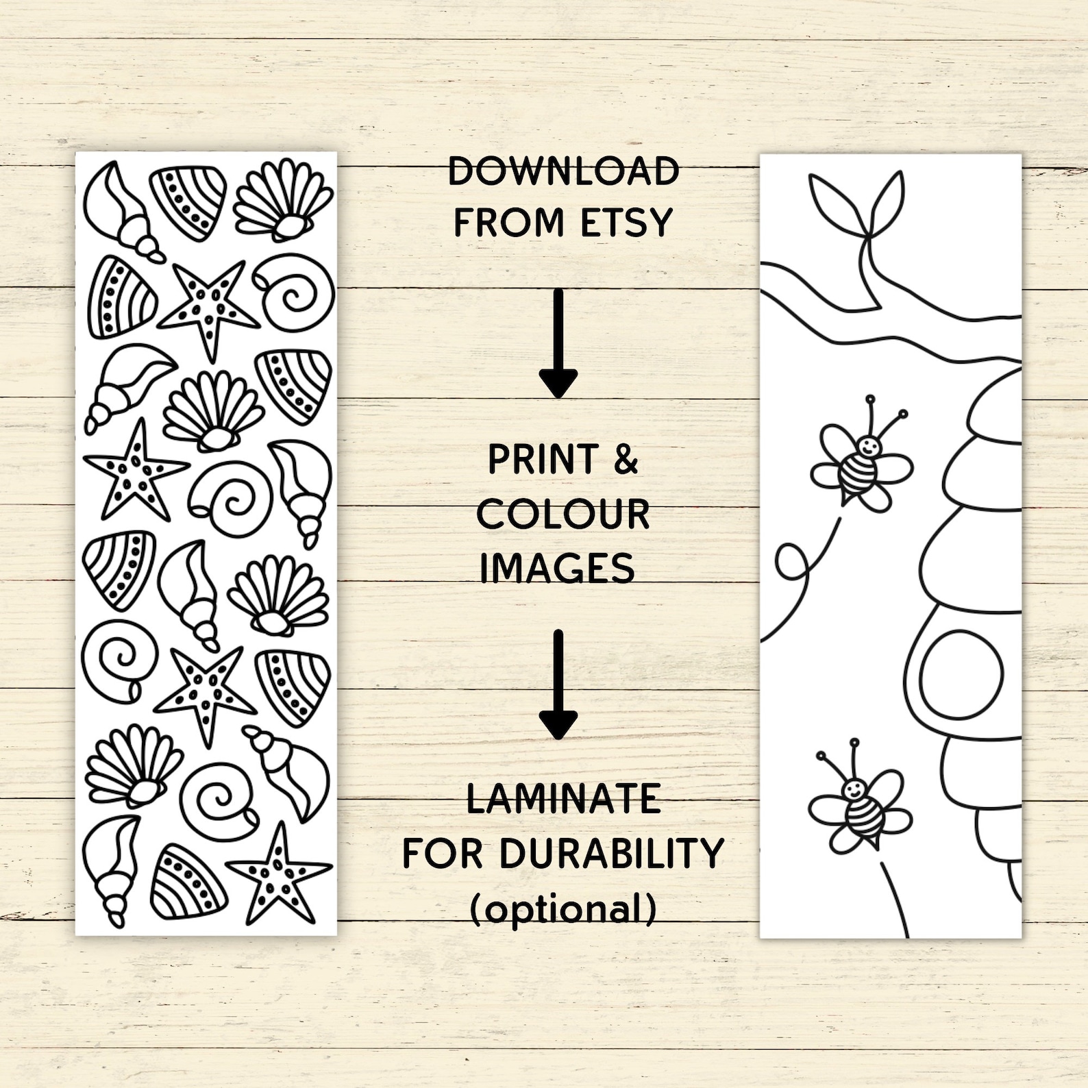 Printable Summer Coloring Bookmarks - Set of 6 - PDF Instant Digital ...