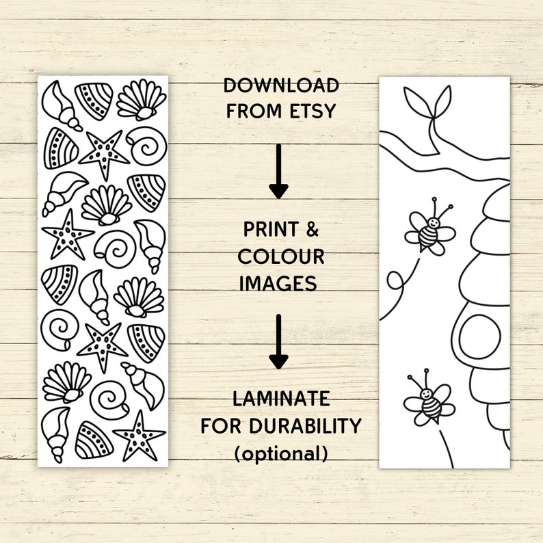 Printable Summer Coloring Bookmarks - Set of 6 - PDF Instant Digital ...