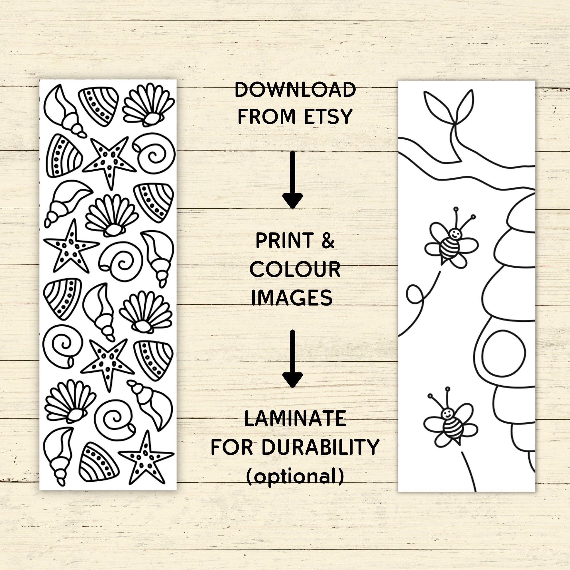 Printable Summer Coloring Bookmarks - Set of 6 - PDF Instant Digital ...