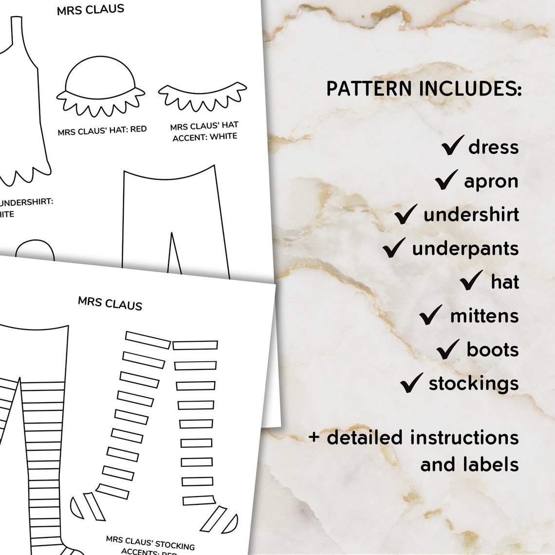 Printable Template for Mrs Claus Clothesline Garland - PDF Instant ...