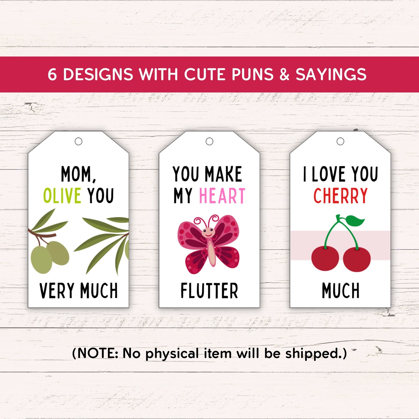 Cute Printable Mother's Day Gift Tag Bundle With Puns - PDF Digital ...