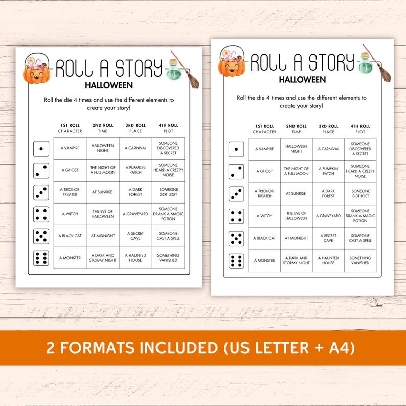 Halloween Roll a Story - Creative Writing Prompt Activity - Printable ...