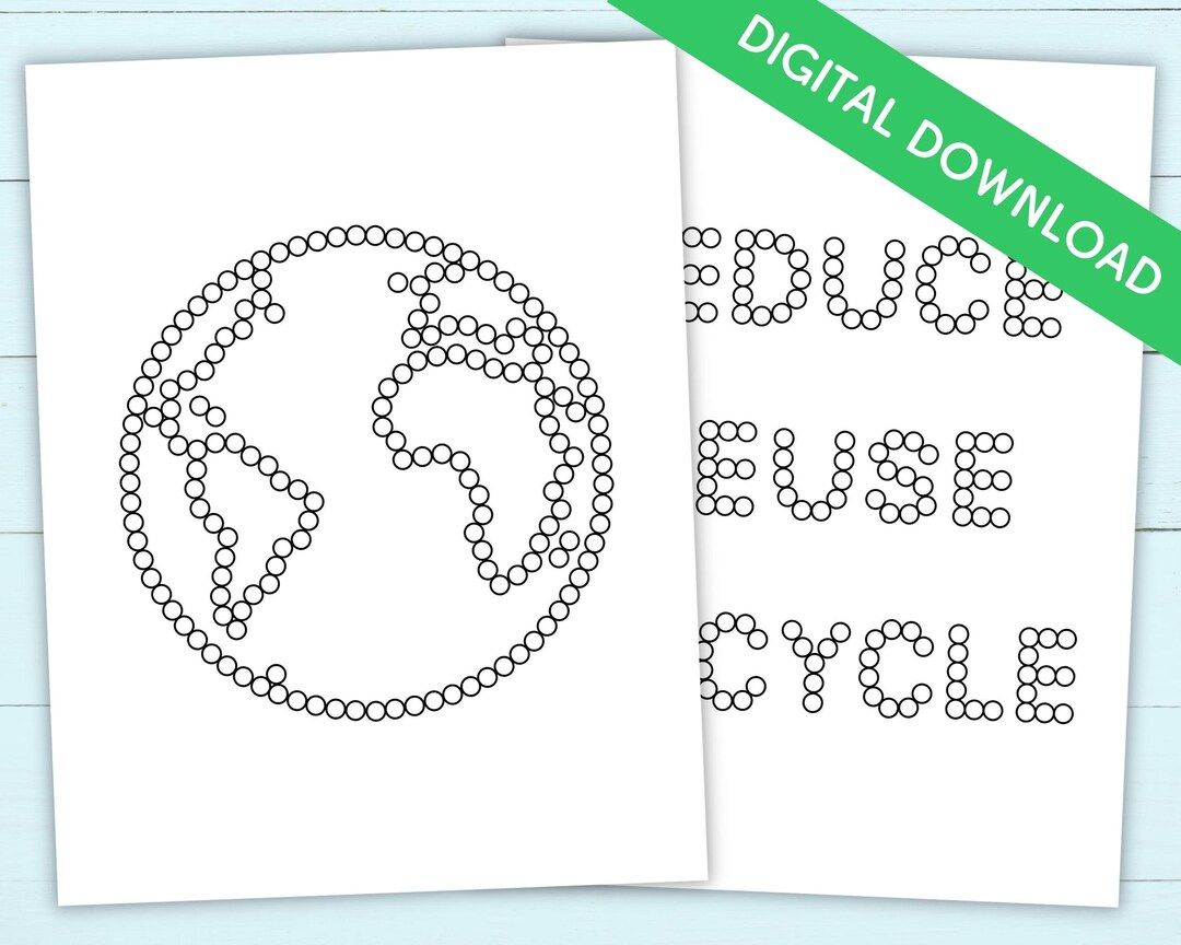 Earth Day Q-tip Tracing Sheets Printable Preschool - Etsy