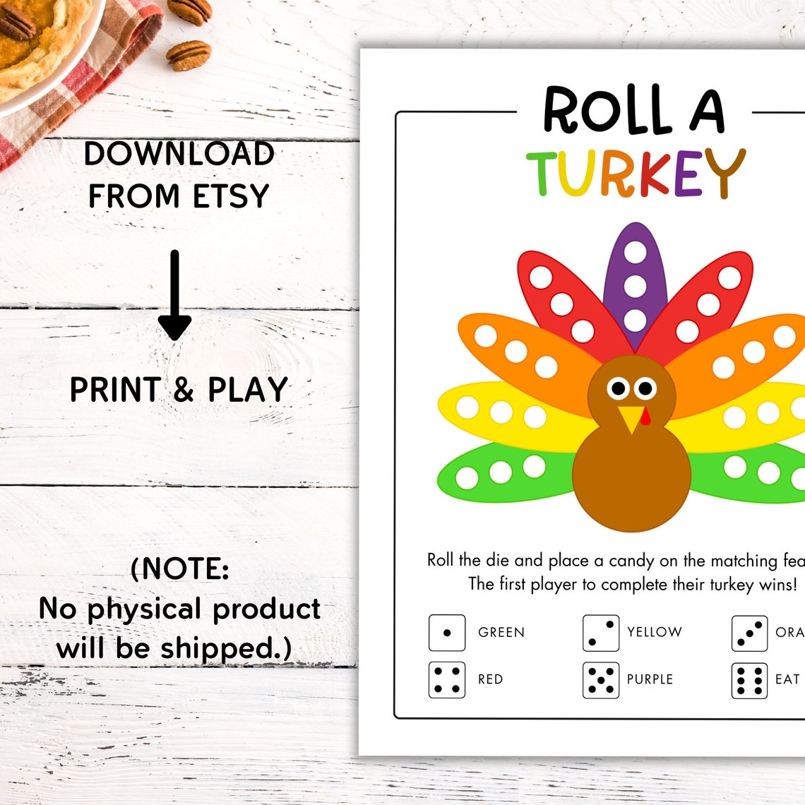 Roll a Turkey Game - Printable Thanksgiving Game - Fall Activity for ...