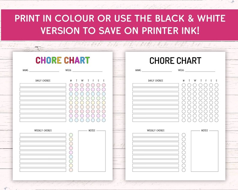 Printable Chore Chart for Kids Editable Daily & Weekly Chore - Etsy
