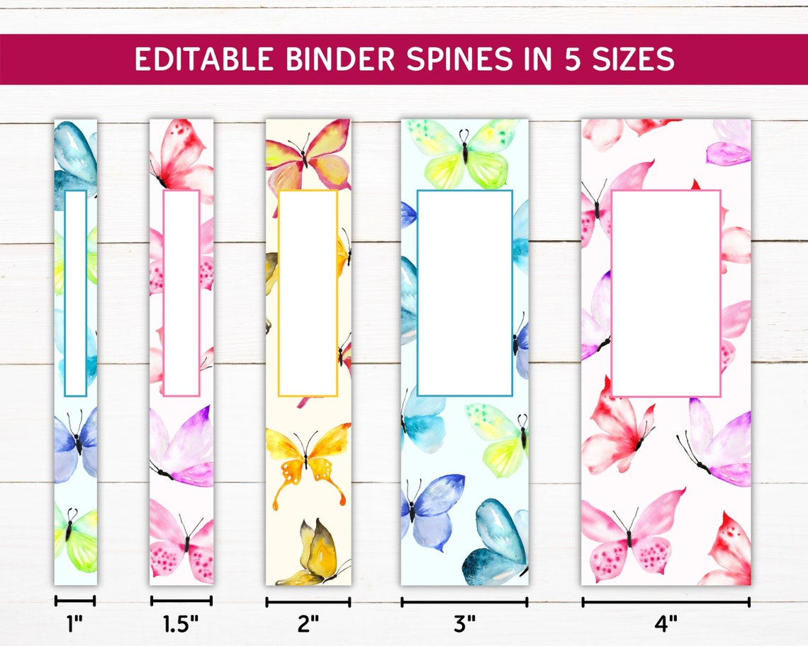 Printable Butterfly Binder Covers Editable Instant Download - Etsy