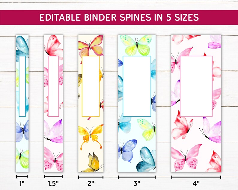 Printable Butterfly Binder Covers Editable Instant Download - Etsy