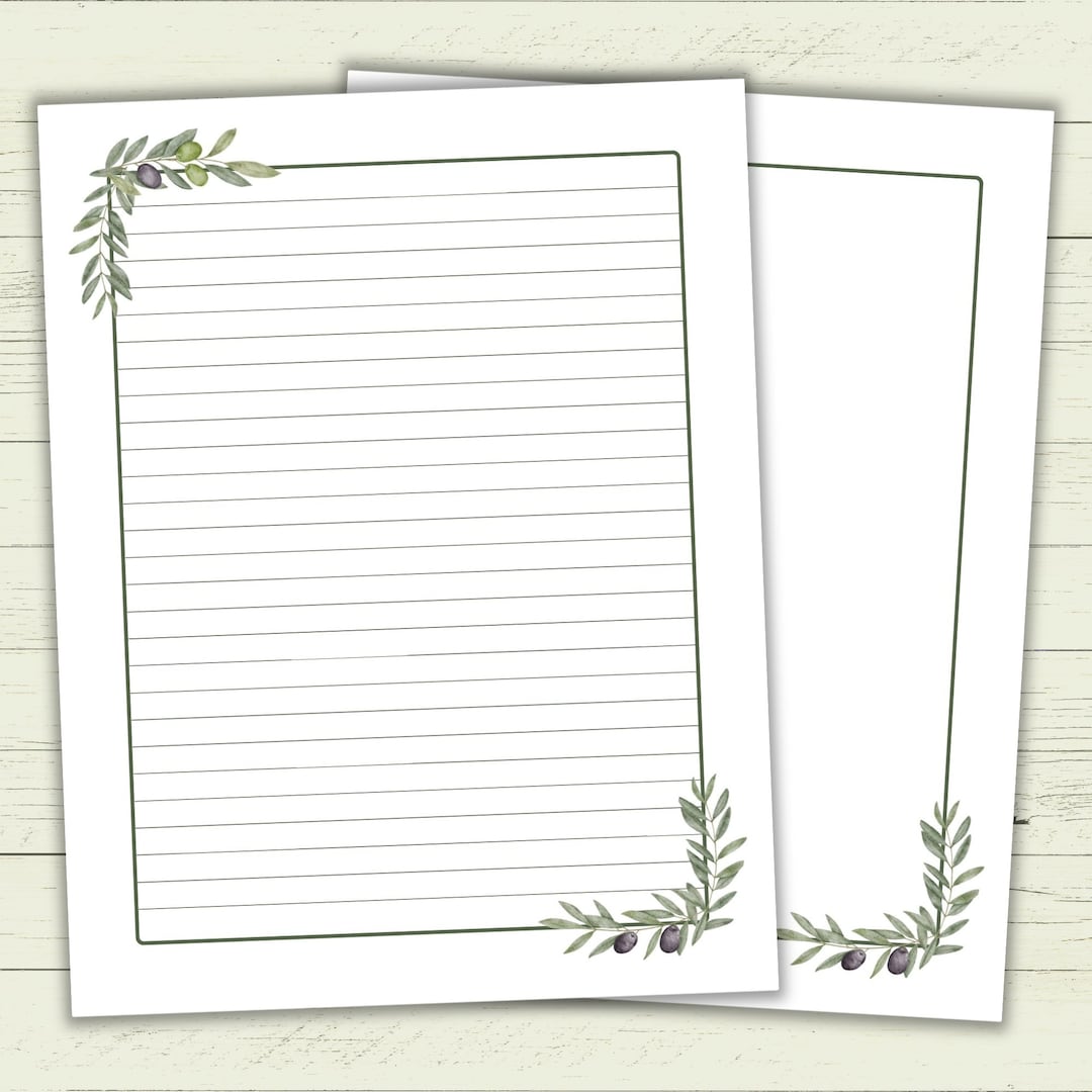 Cute Printable Olive Branch Stationery - Digital Note Paper - Instant ...
