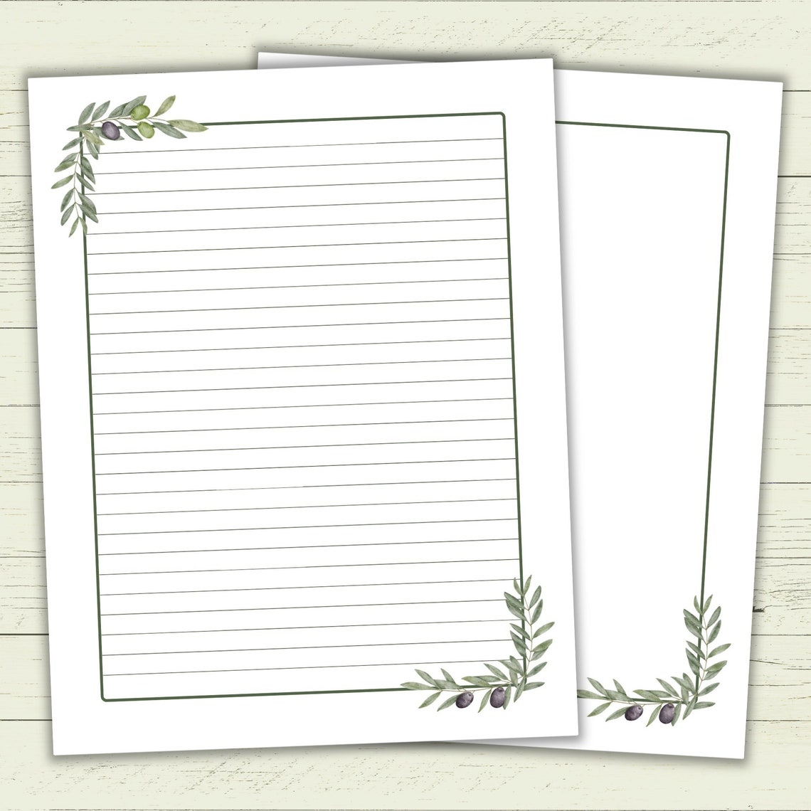 Cute Printable Olive Branch Stationery - Digital Note Paper - Instant ...