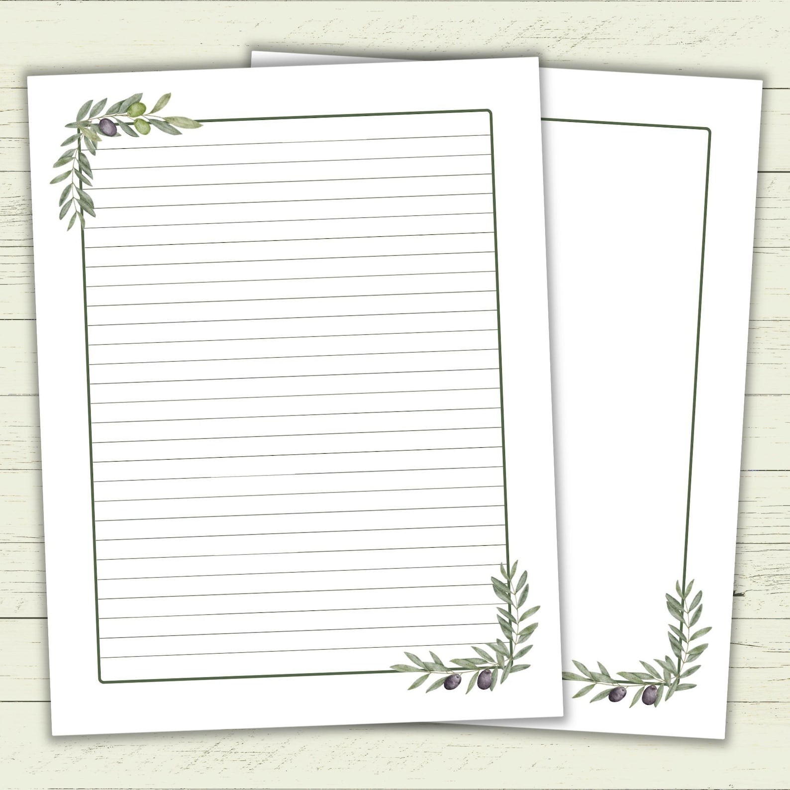 Cute Printable Olive Branch Stationery - Digital Note Paper - Instant ...