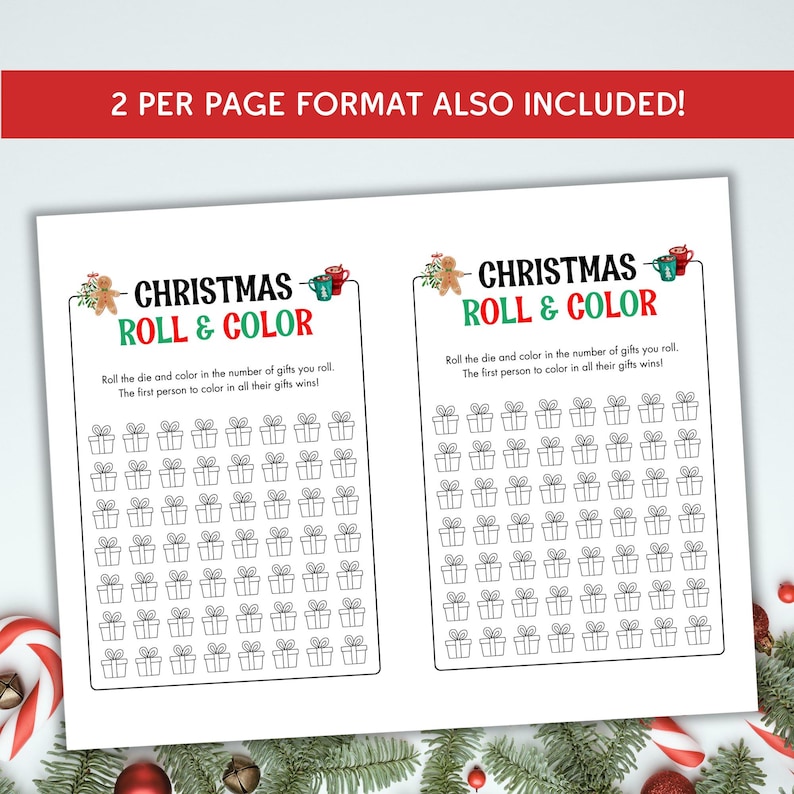 Printable Christmas Roll and Color Game - Christmas Party Game ...
