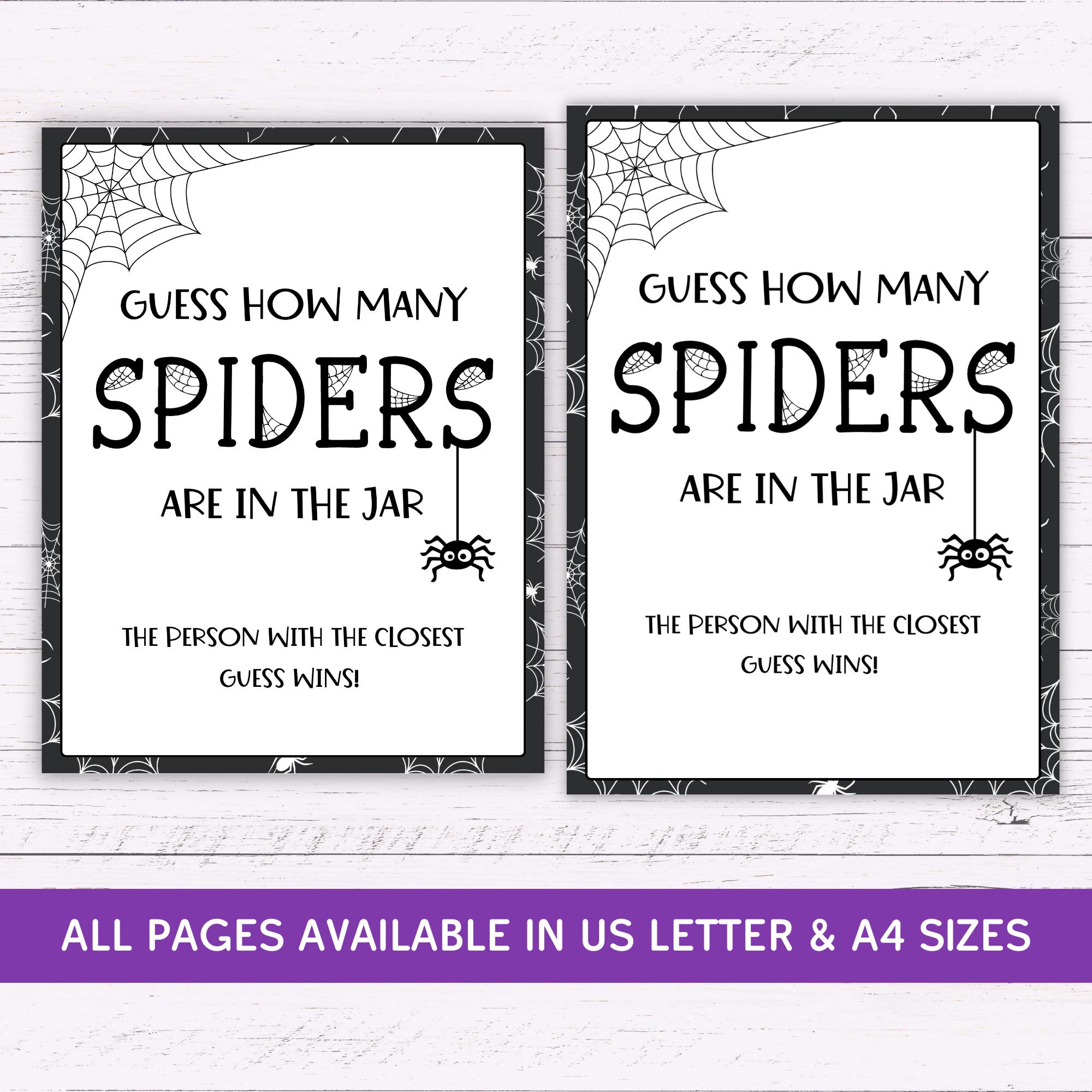 Spider Guessing Game - Printable Halloween Party Game - Classroom Game ...