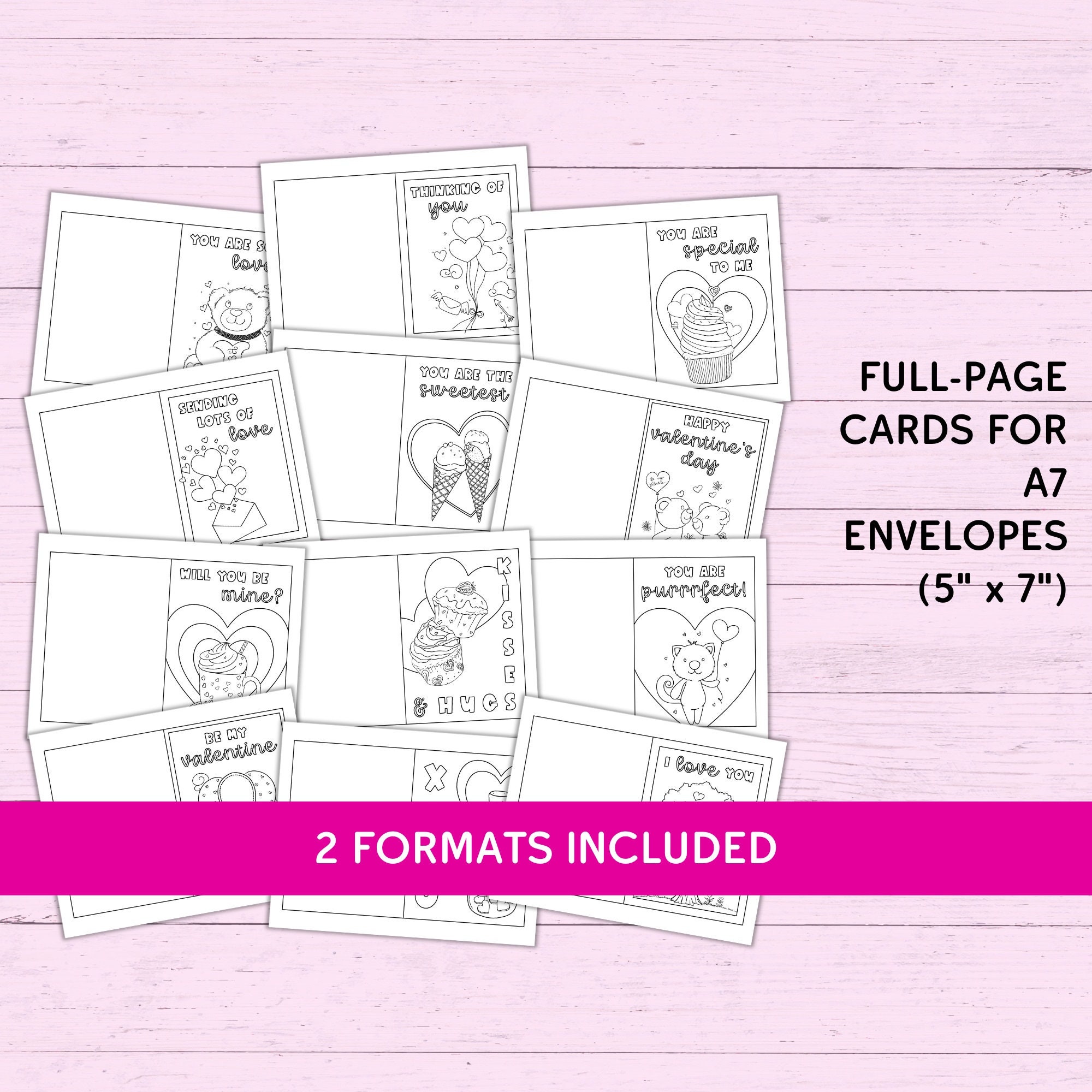 Tarjetas para colorear del Día de San Valentín - 12 diseños dibujados a ...