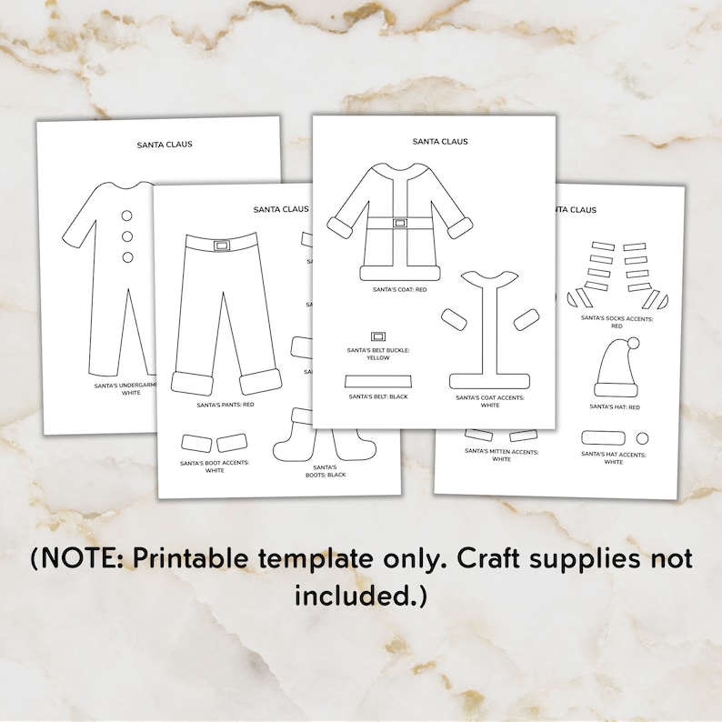 Printable Template for Santa's Clothesline Garland - PDF Instant ...