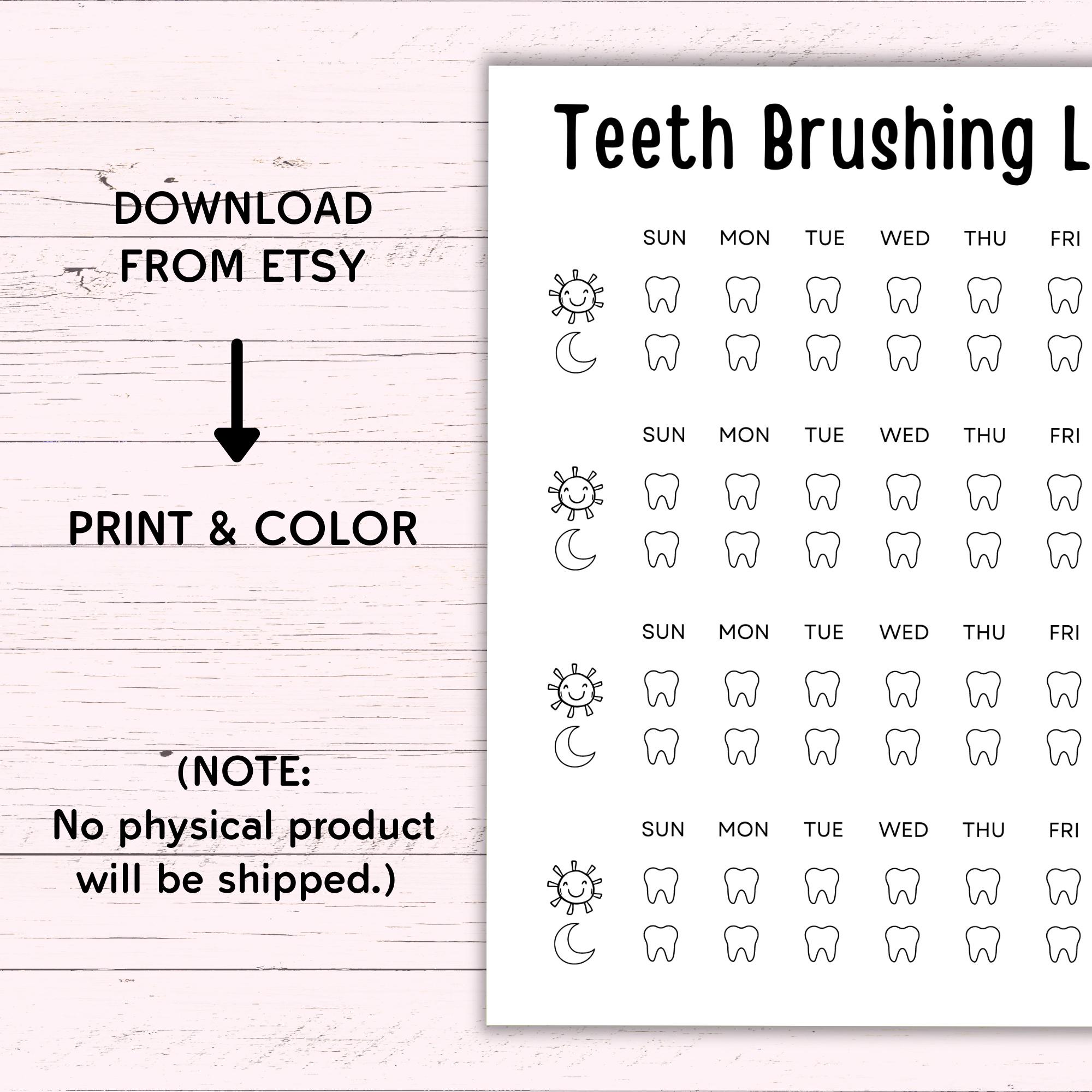 Weekly Teeth Brushing Tracker - Printable Teeth Brushing Log - Dental ...