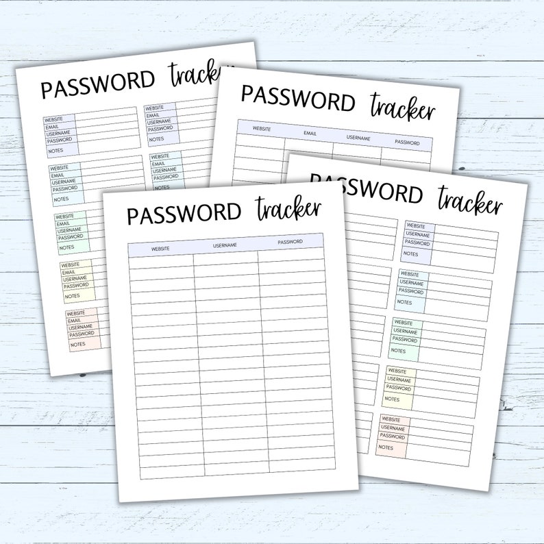 Password Tracker Printable - Fillable PDF - Password Keeper - Password ...