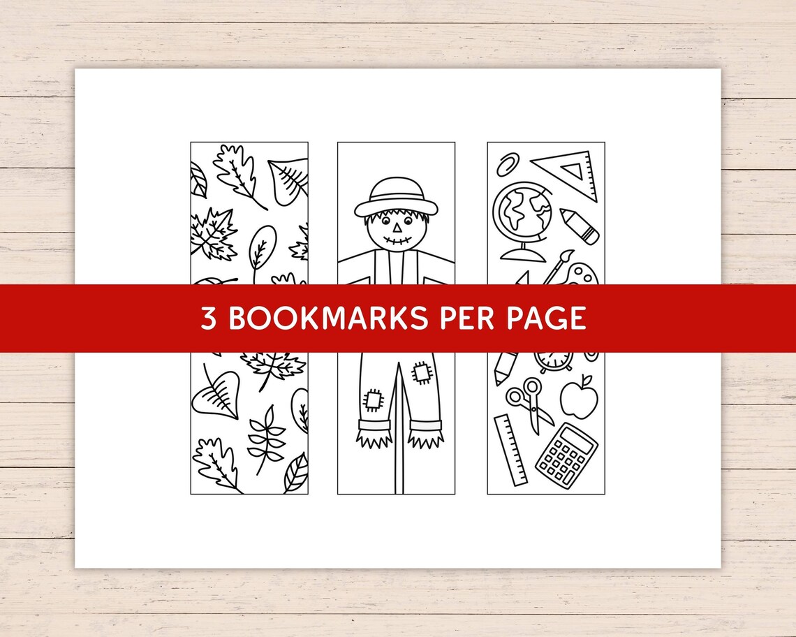 Printable Fall Coloring Bookmarks Set of 6 PDF Instant - Etsy