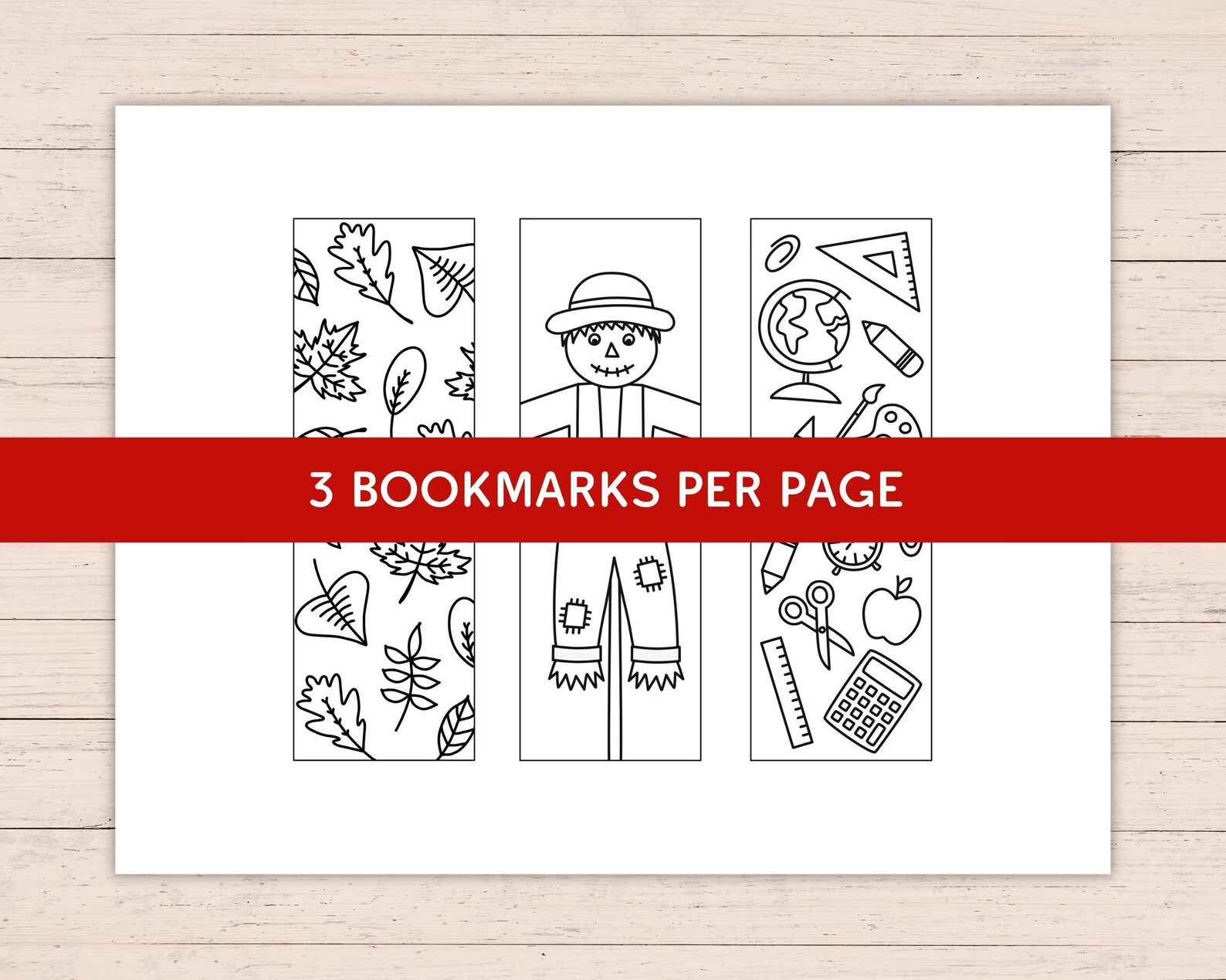 Printable Fall Coloring Bookmarks Set of 6 PDF Instant - Etsy