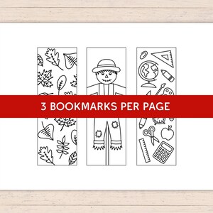 Printable Fall Coloring Bookmarks Set of 6 PDF Instant - Etsy