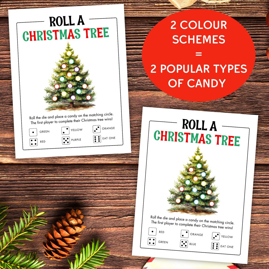 Roll a Christmas Tree Game - Printable Holiday Game - Christmas ...
