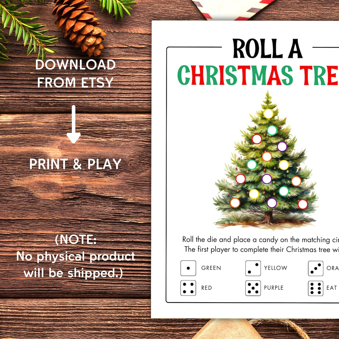 Roll a Christmas Tree Game - Printable Holiday Game - Christmas ...