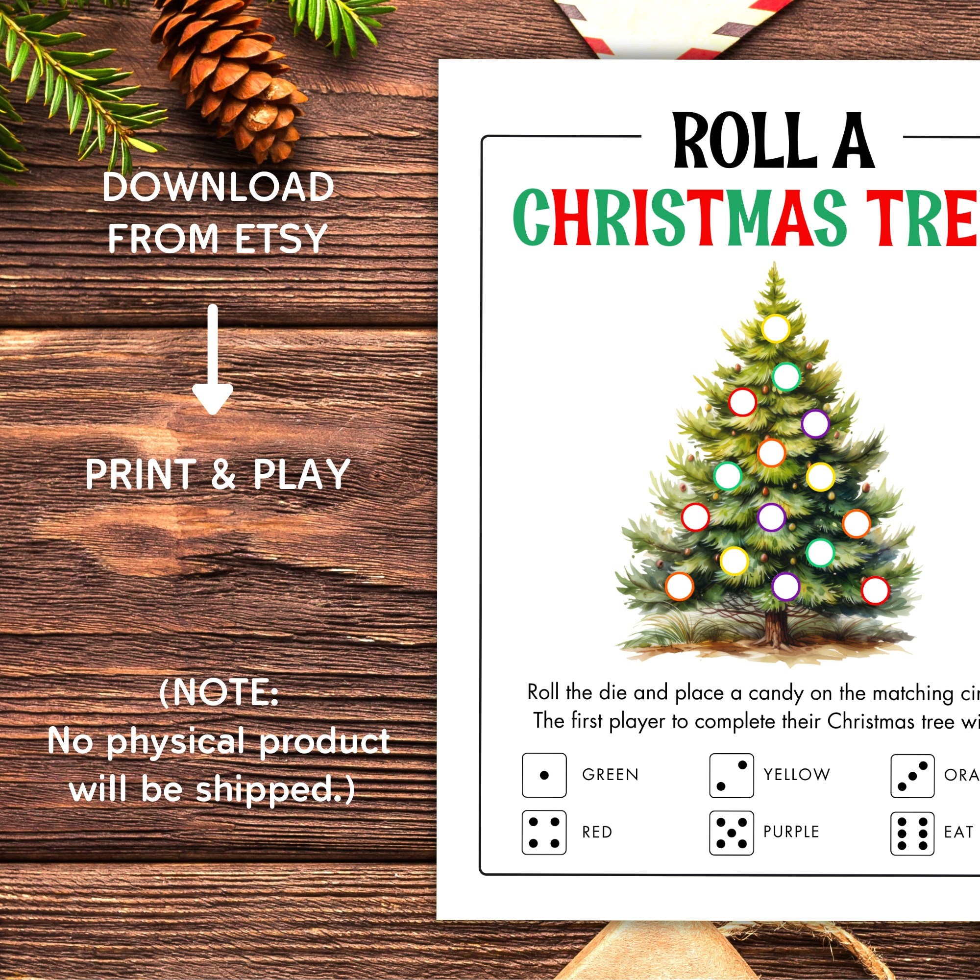 Roll a Christmas Tree Game - Printable Holiday Game - Christmas ...