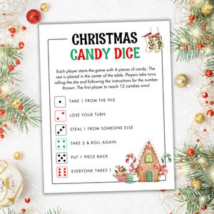 Printable Christmas Candy Dice Game - Christmas Party Game - Christmas ...