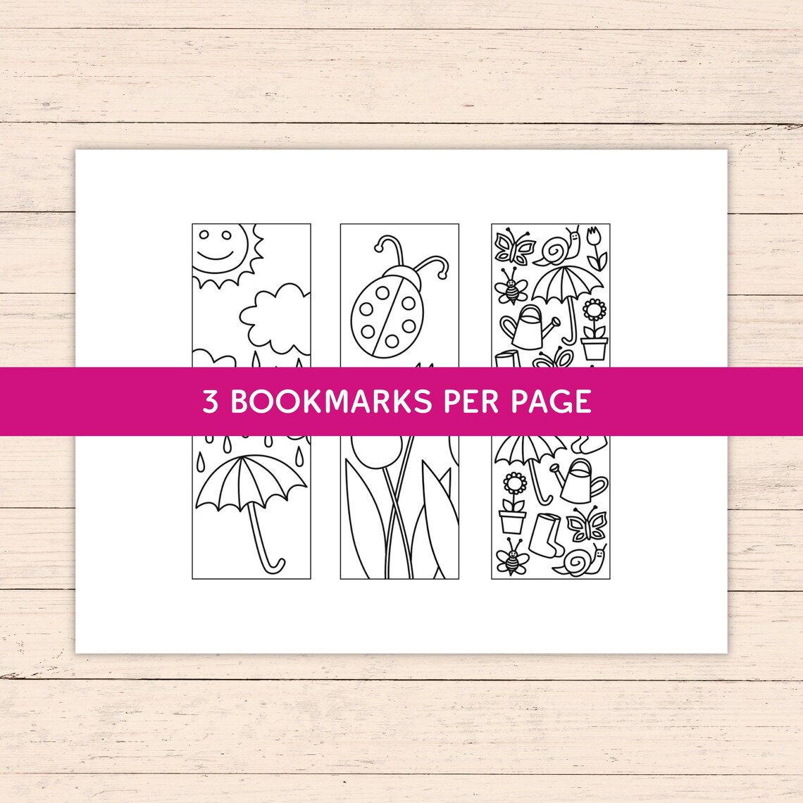 Printable Spring Coloring Bookmarks Set of 6 PDF Instant Digital ...