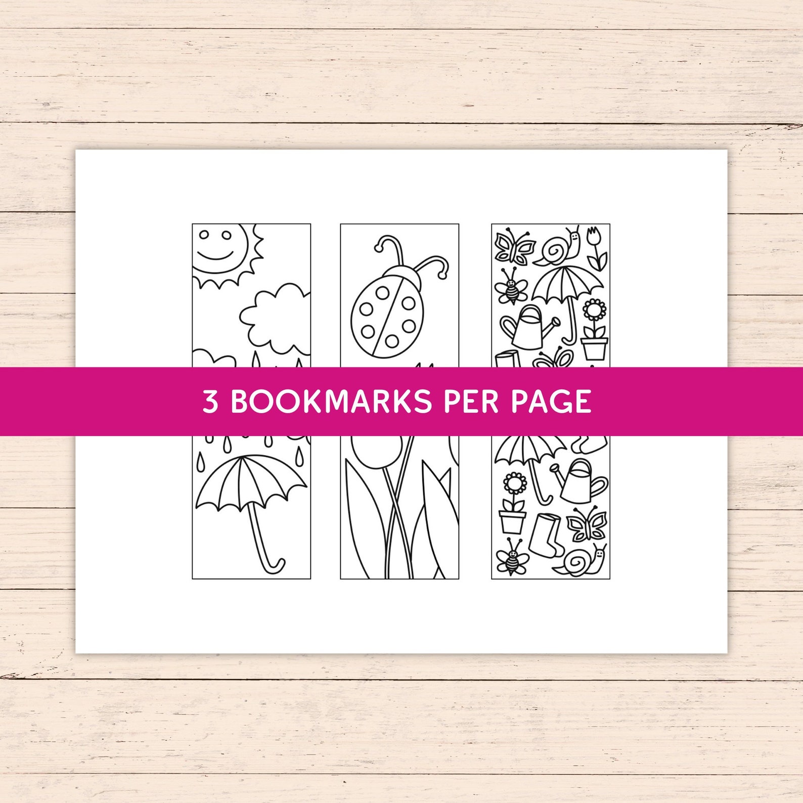 Printable Spring Coloring Bookmarks - Set of 6 - PDF Instant Digital ...