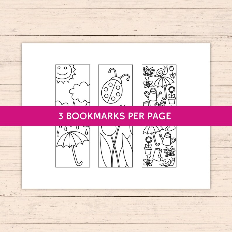 Printable Spring Coloring Bookmarks - Set of 6 - PDF Instant Digital ...