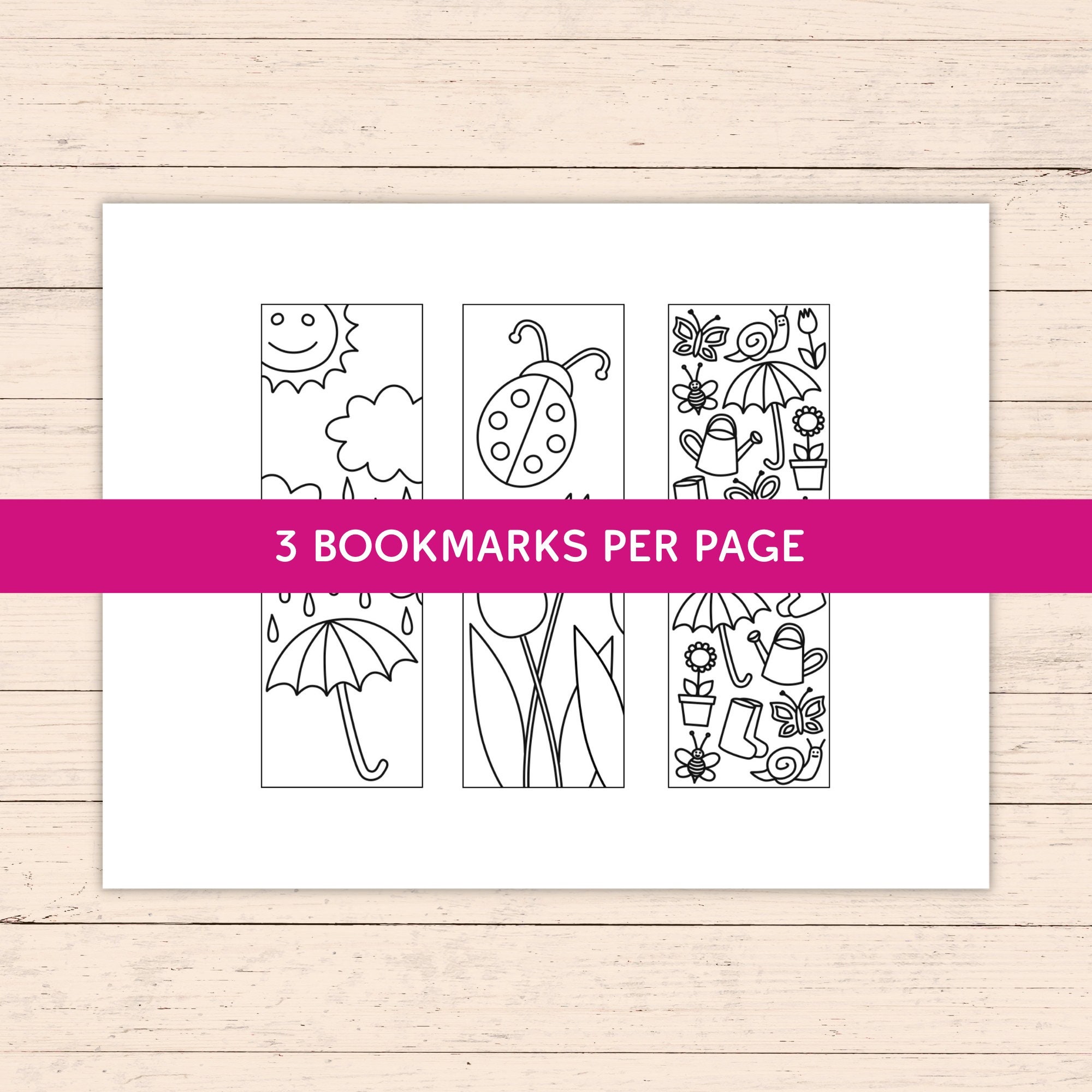 Printable Spring Coloring Bookmarks - Set of 6 - PDF Instant Digital ...