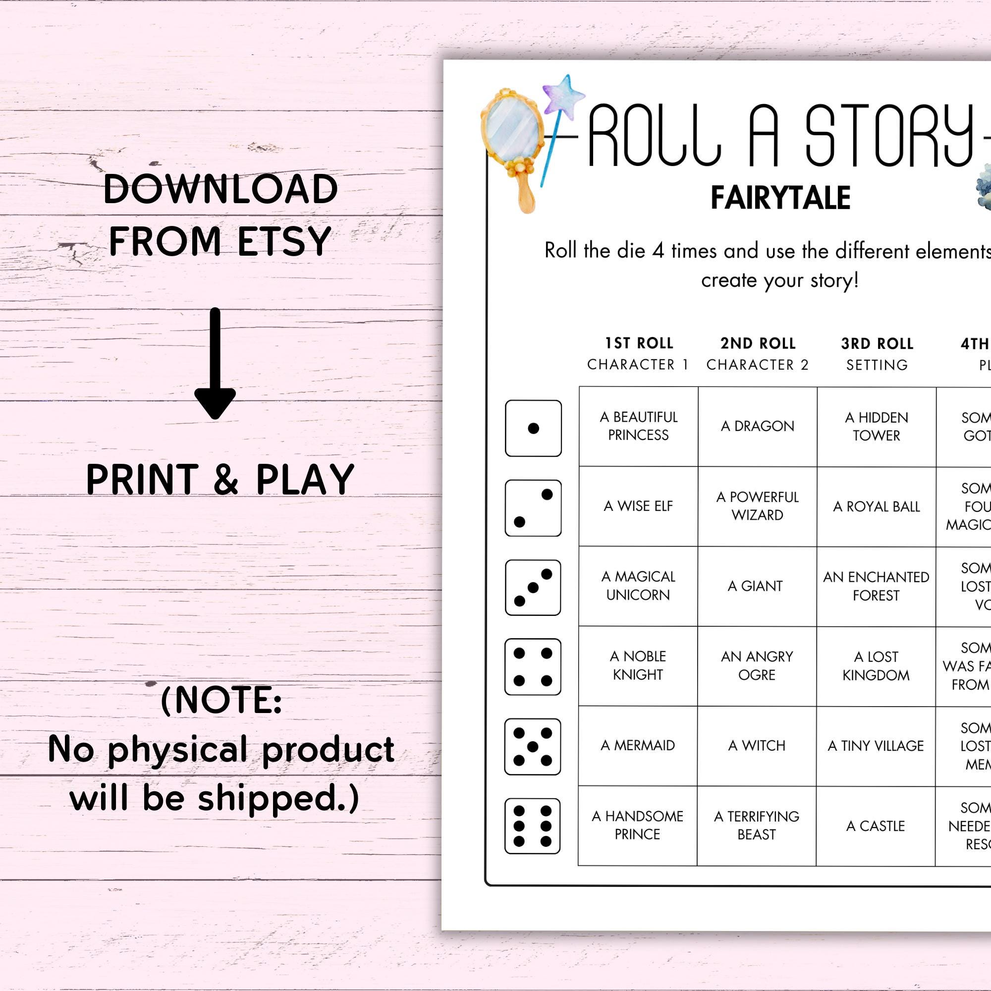 Roll a Fairytale - Creative Writing Prompt Activity - Printable Story ...
