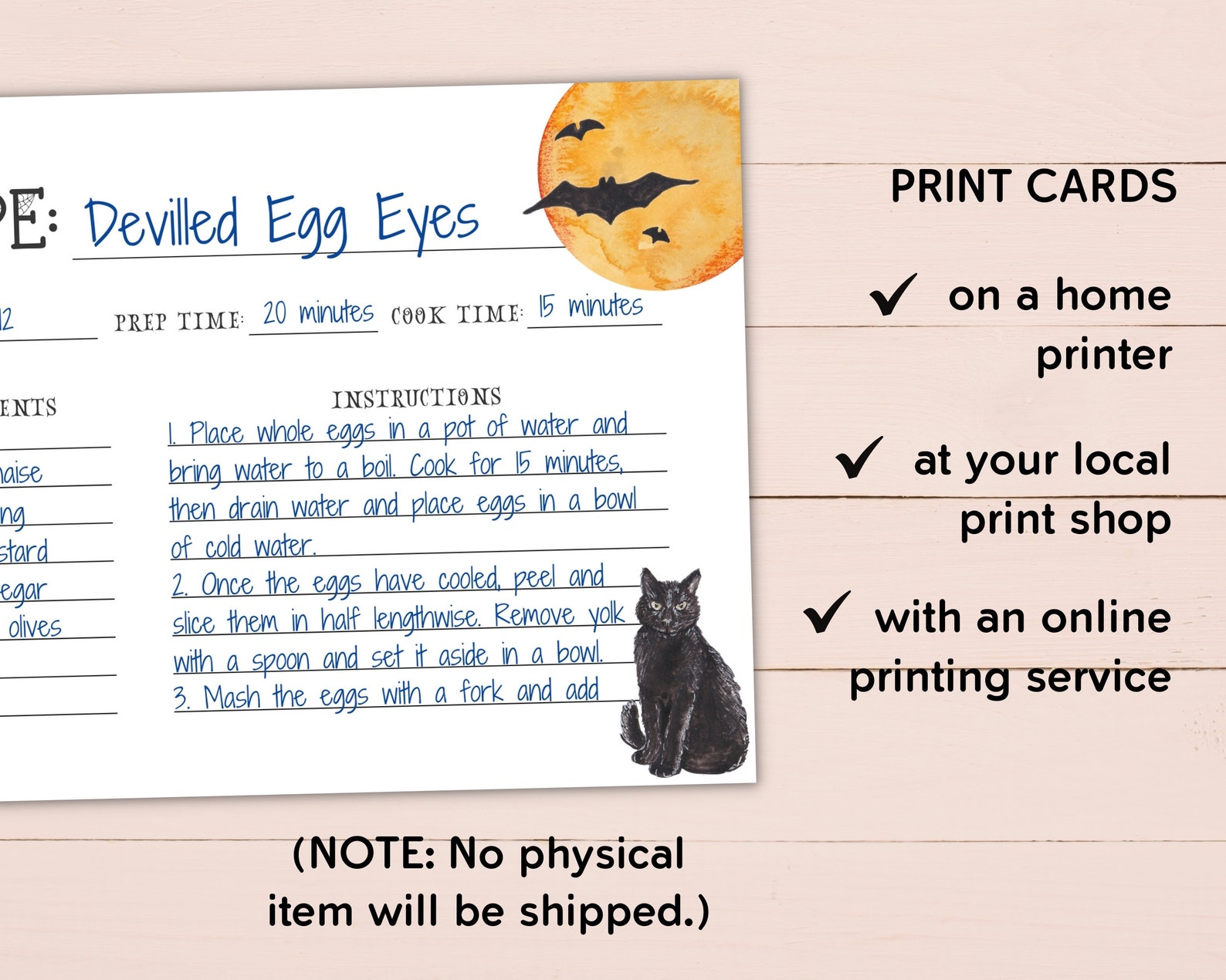 Printable Halloween Recipe Card Bundle Editable Recipe Card Template ...