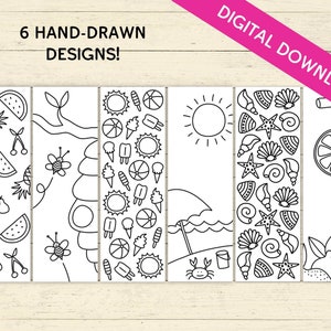 Printable Summer Coloring Bookmarks Set of 6 PDF Instant - Etsy Canada