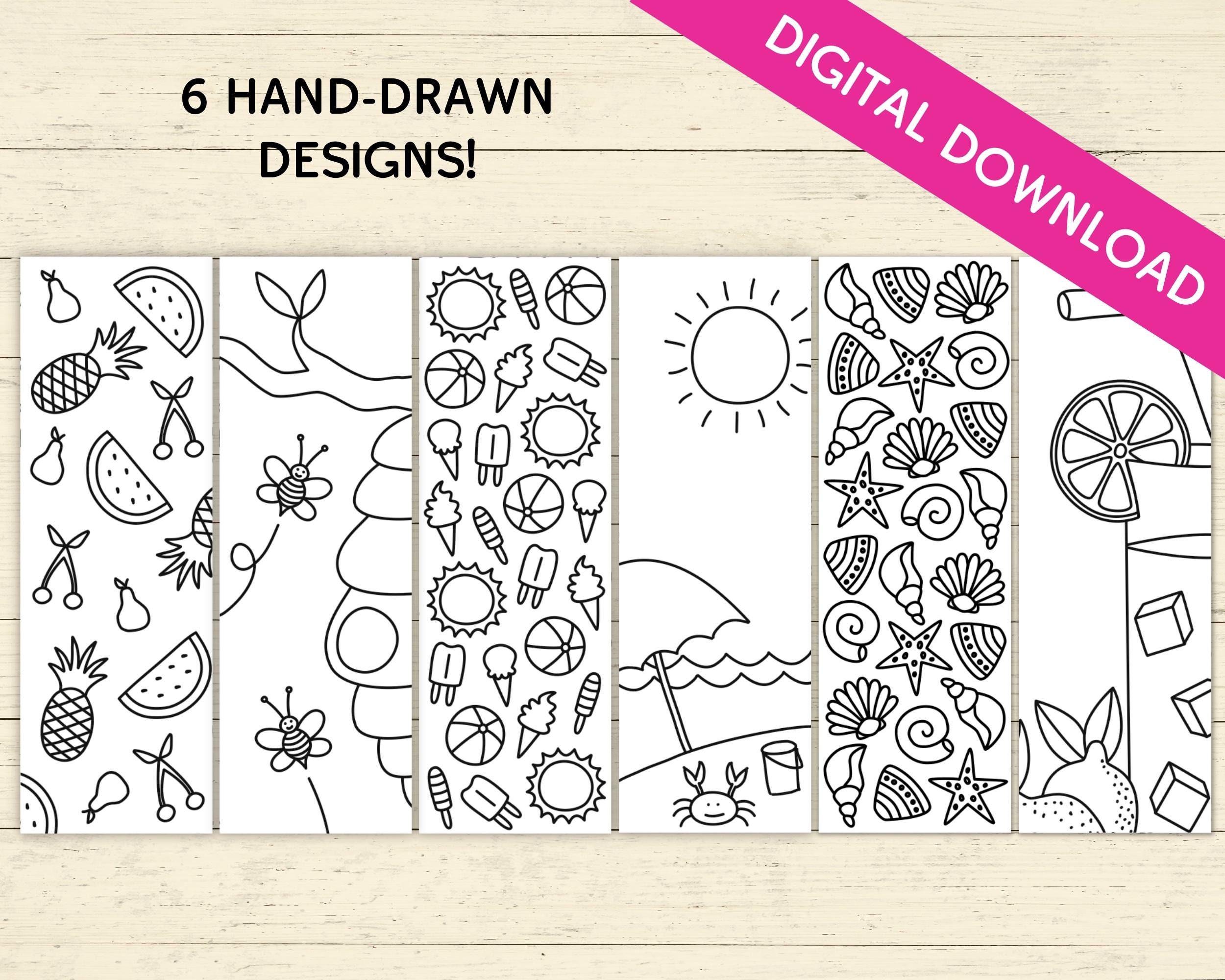 Printable Summer Coloring Bookmarks Set of 6 PDF Instant - Etsy Canada